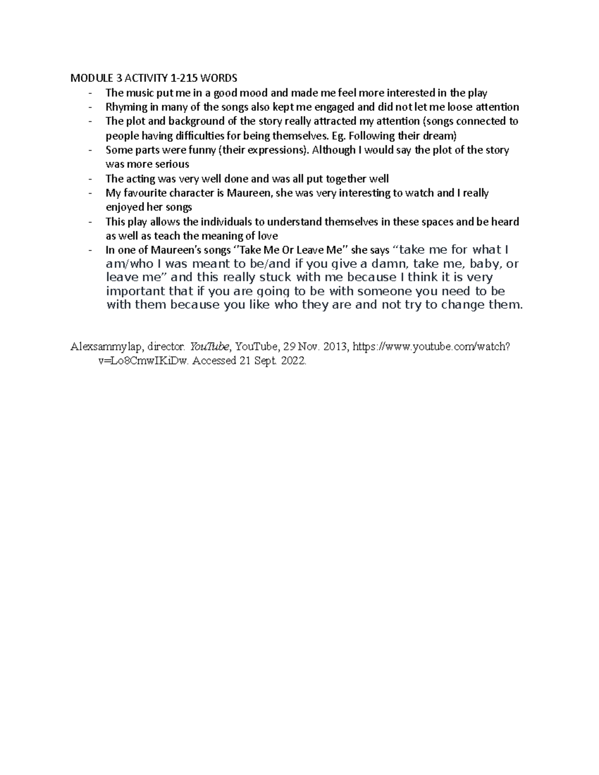 Module 3 Activity 1 - work on the film - MODULE 3 ACTIVITY 1-215 WORDS ...