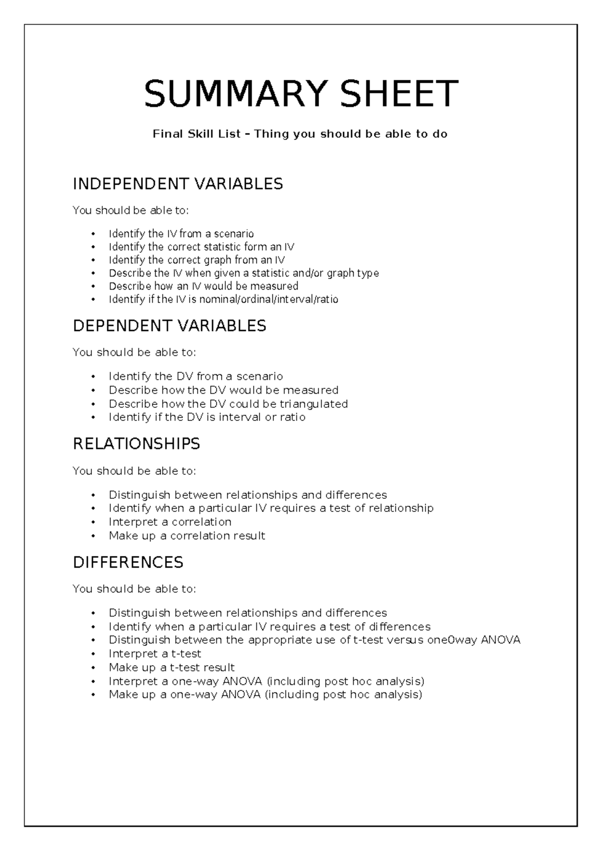Final Skill List - SUMMARY SHEET Final Skill List – Thing you should be ...