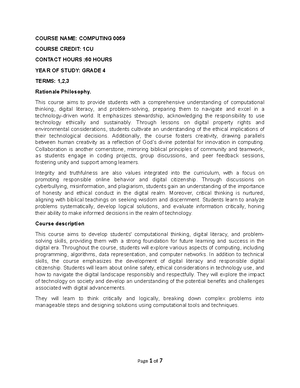 Introduction TO Computers Grade 5 - INTRODUCTION TO COMPUTERS A ...