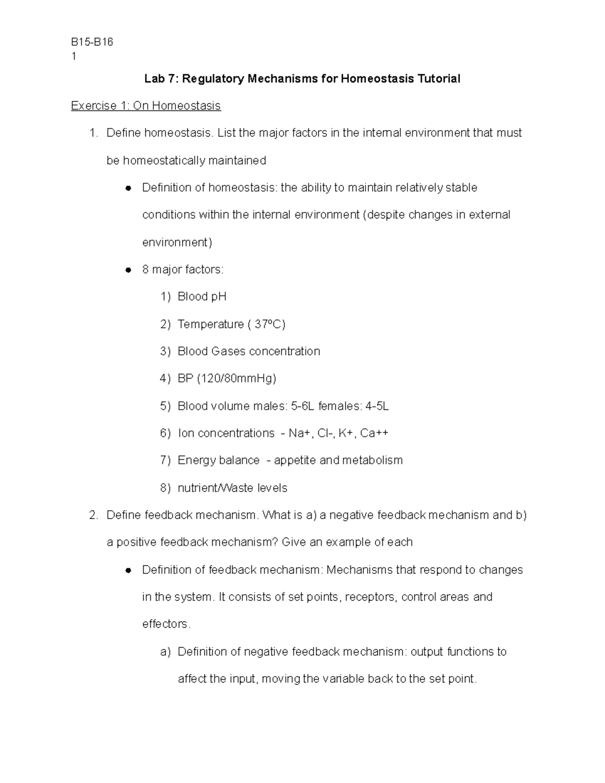 Homeostasis Lab B15-B16 - 1 Lab 7: Regulatory Mechanisms for ...