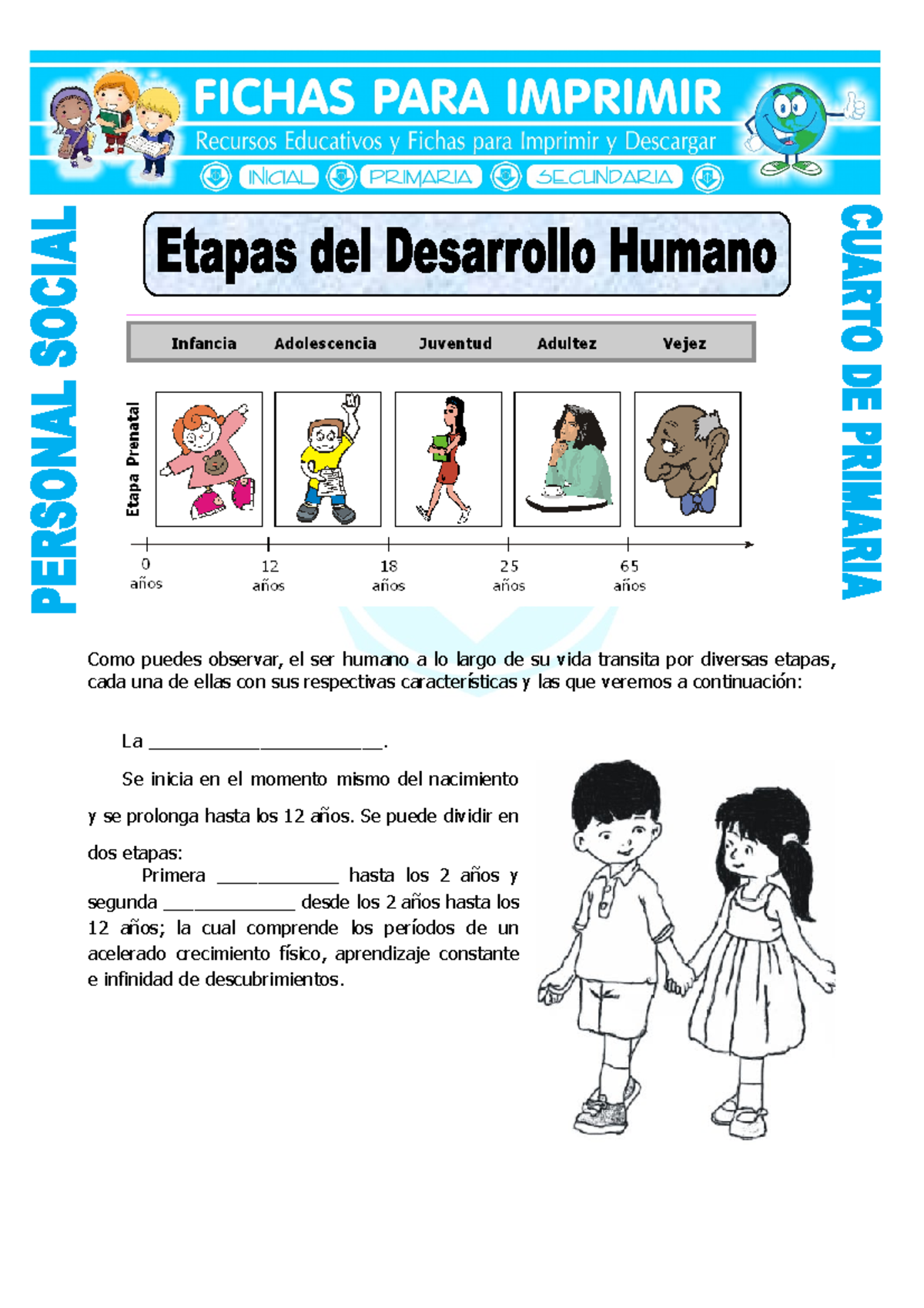 Ficha Etapas del Desarrollo Humano para Cuarto de Primaria - Como ...