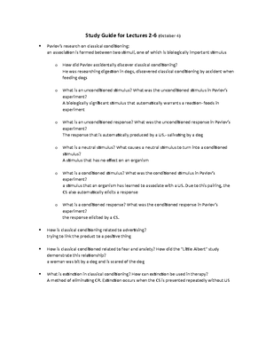 Lecture 1-6 Study Guide - Study Guide for Lecture 1-6 (September 8) The ...