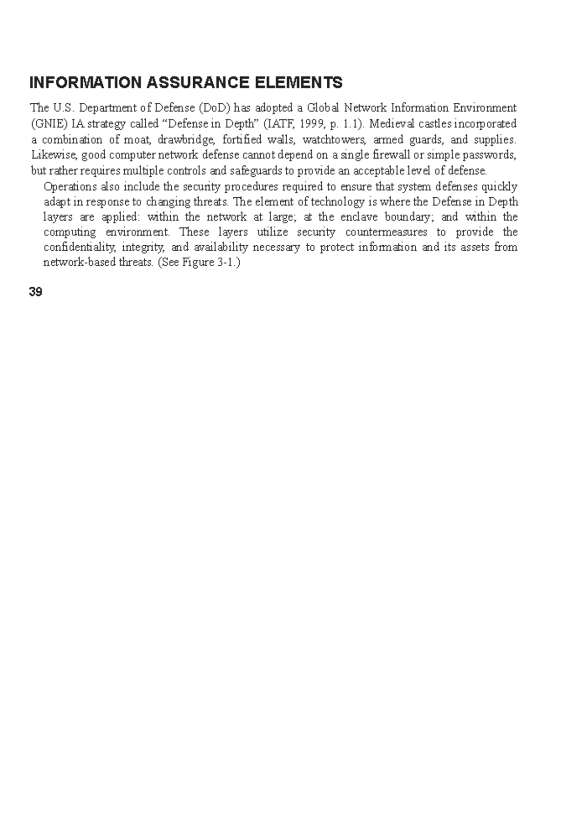 Information Assurance Elements - The U. Department of Defense (DoD) has ...