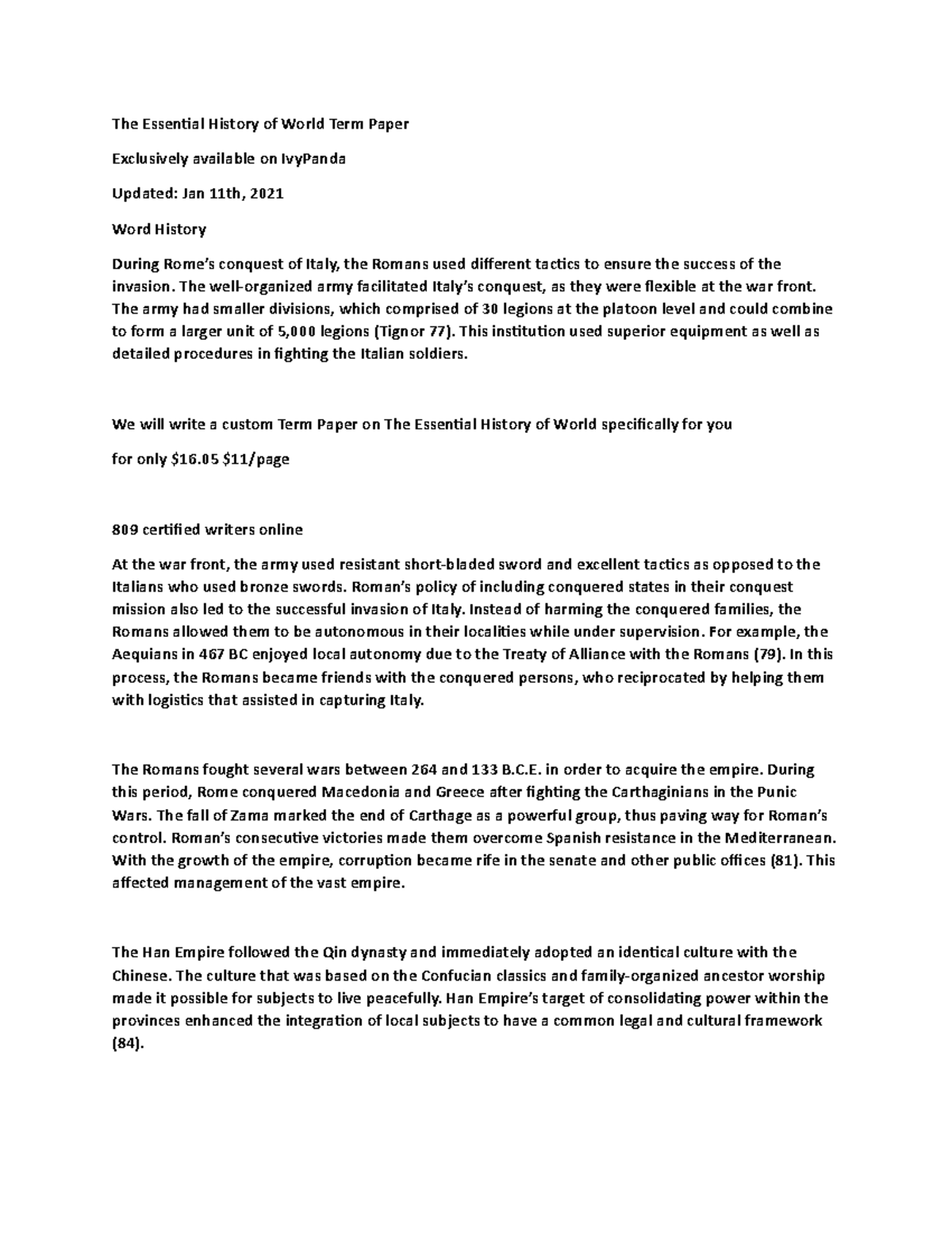 W57 - history notes - The Essential History of World Term Paper ...