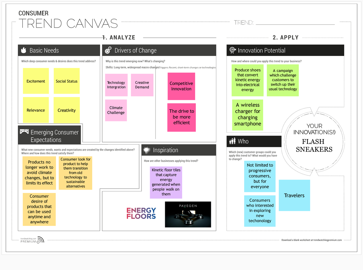 Customer Trend Canvas - FLASH SNEAKERS Excitement Relevance Technology ...