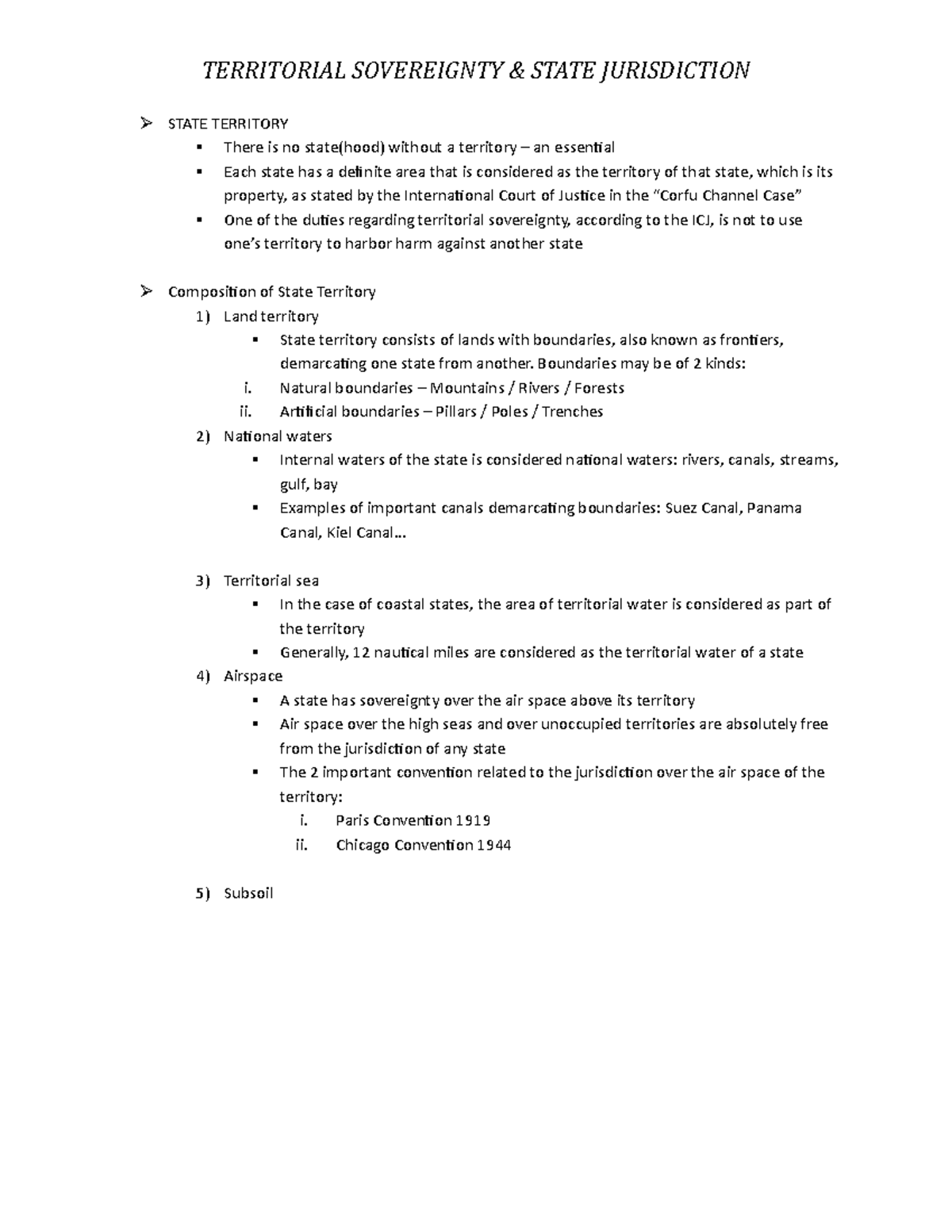 Terri SOV N State J Notes - TERRITORIAL SOVEREIGNTY & STATE ...