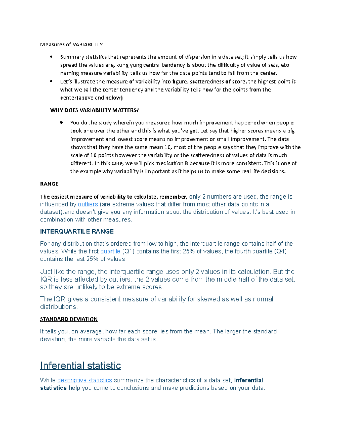 Measures-of- Variability - Measures of VARIABILITY Summary statistics ...