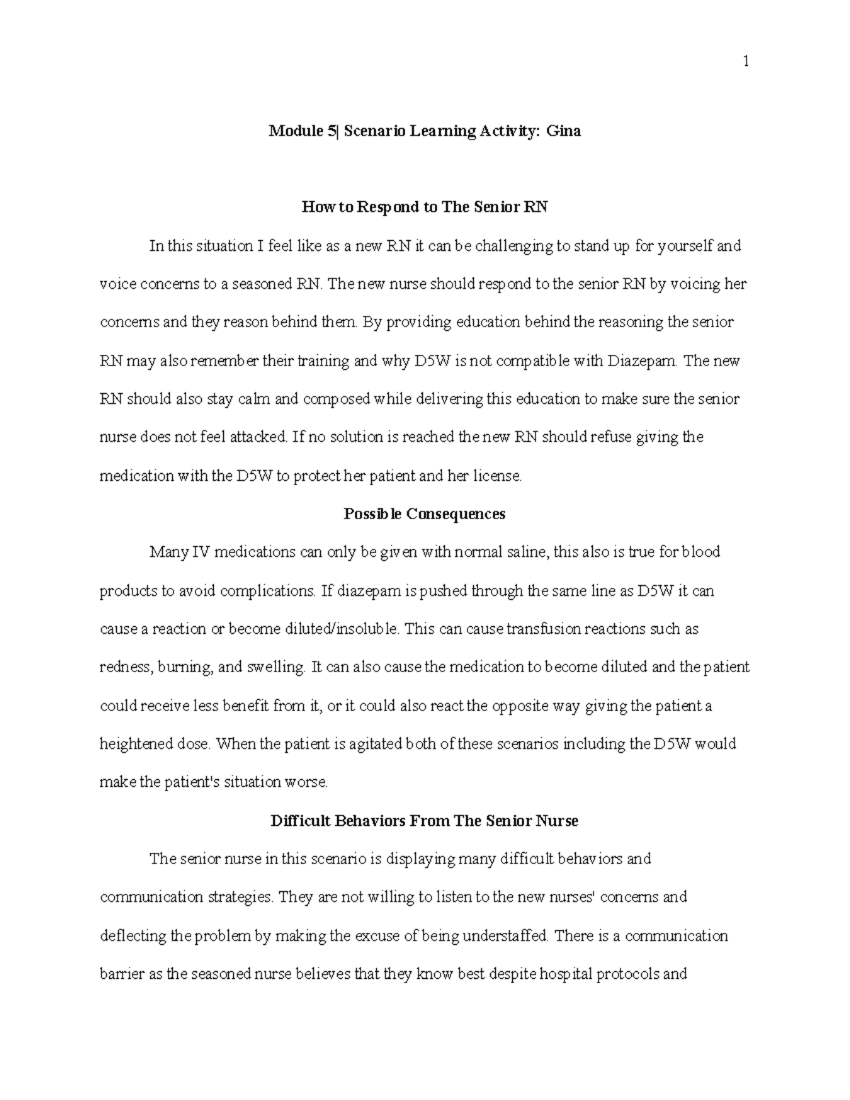 Module 5 Scenario Learning Activity Gina - 1 Module 5| Scenario Learning Activity: Gina How to ...