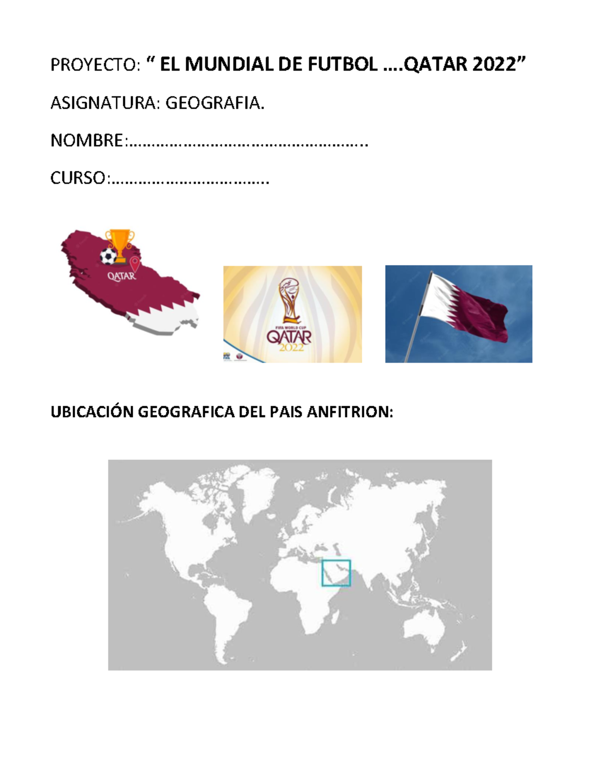 Proyecto Mundial DE Futbol Qatar 2022 - PROYECTO: