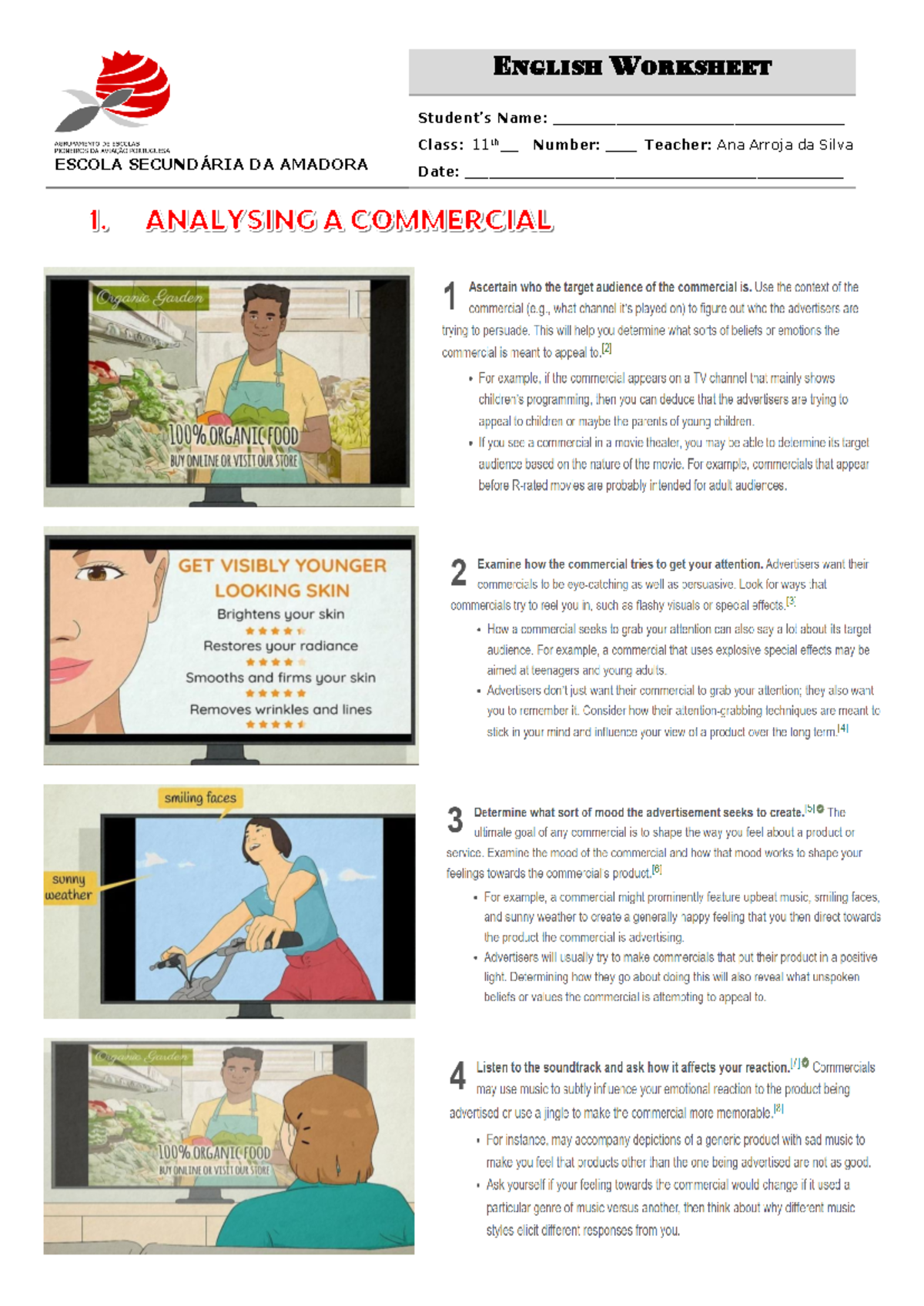 Analysing a Commercial Ad - Inglês - ESCOLA SECUNDÁRIA DA AMADORA ...