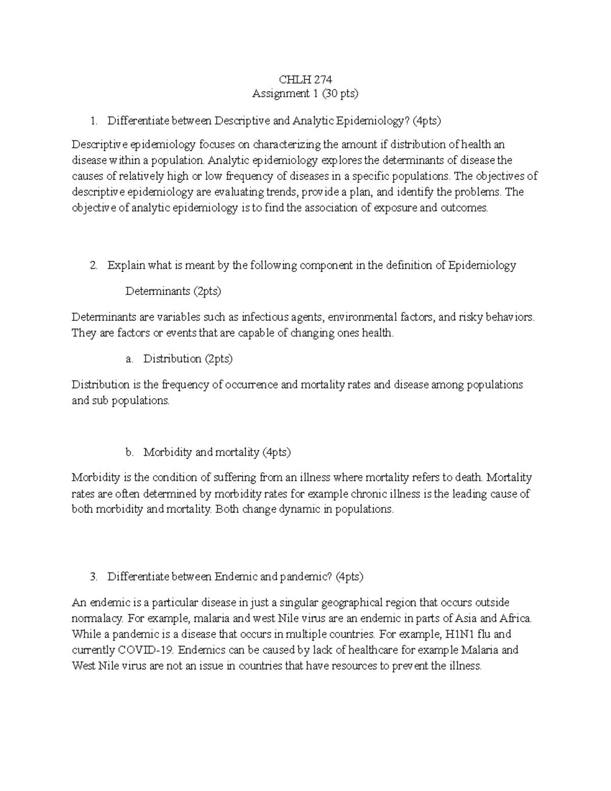 Homework CHLH 274 spring 2021 - CHLH 274 Assignment 1 (30 pts ...
