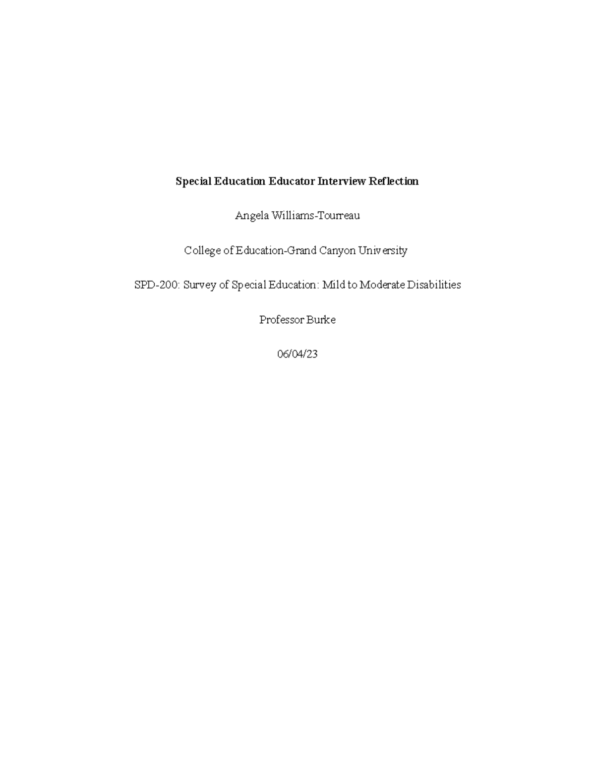 Special Education Educator Interview Reflection - Each student that ...
