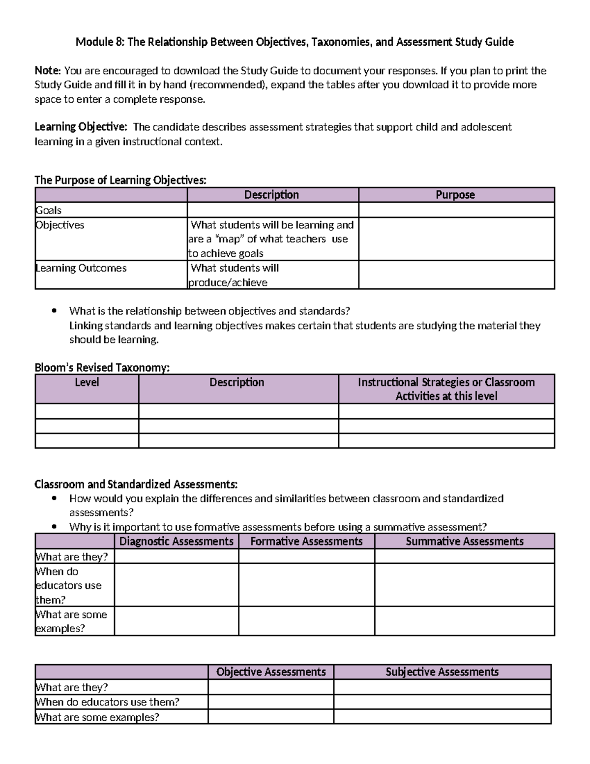 D094 d307 m8 study guide - Module 8: The Relationship Between ...