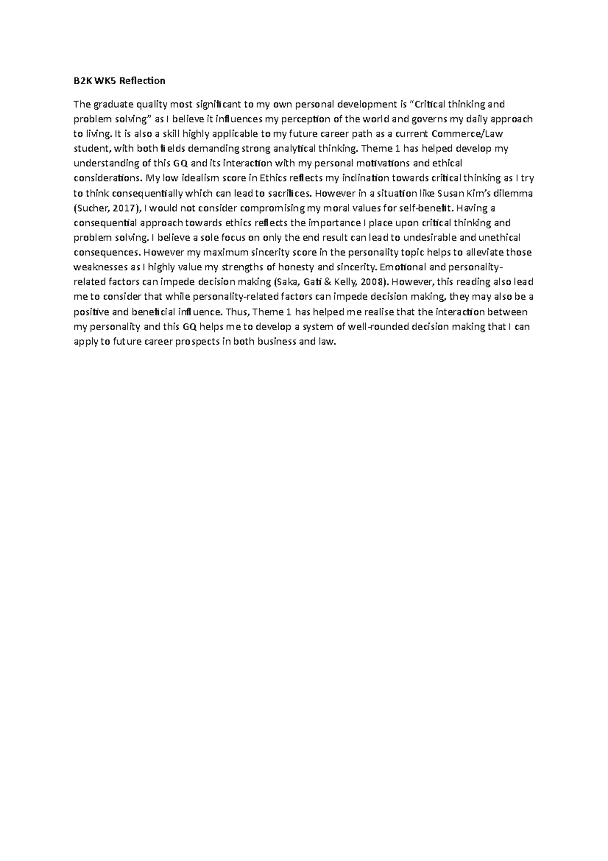 B2K WK5 Reflection - Graduate Quality Reflection - B2K WK5 Reflection ...