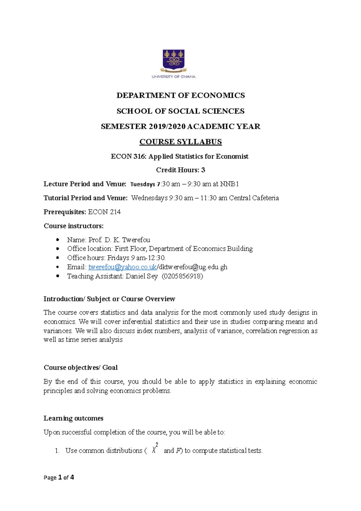 New course outline for Econs 316 in 2019-2020 2 - DEPARTMENT OF ...