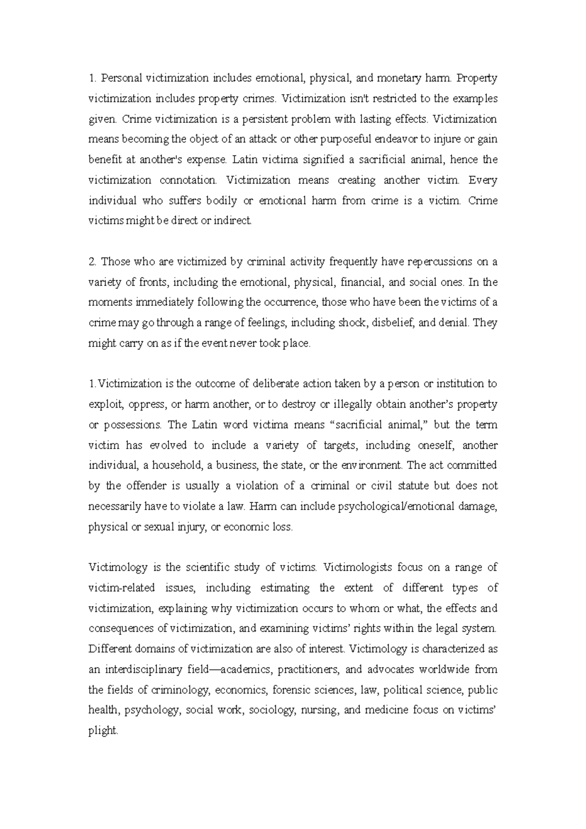 N19-20 - BSC Lecture Chap 19-20 - Personal victimization includes ...