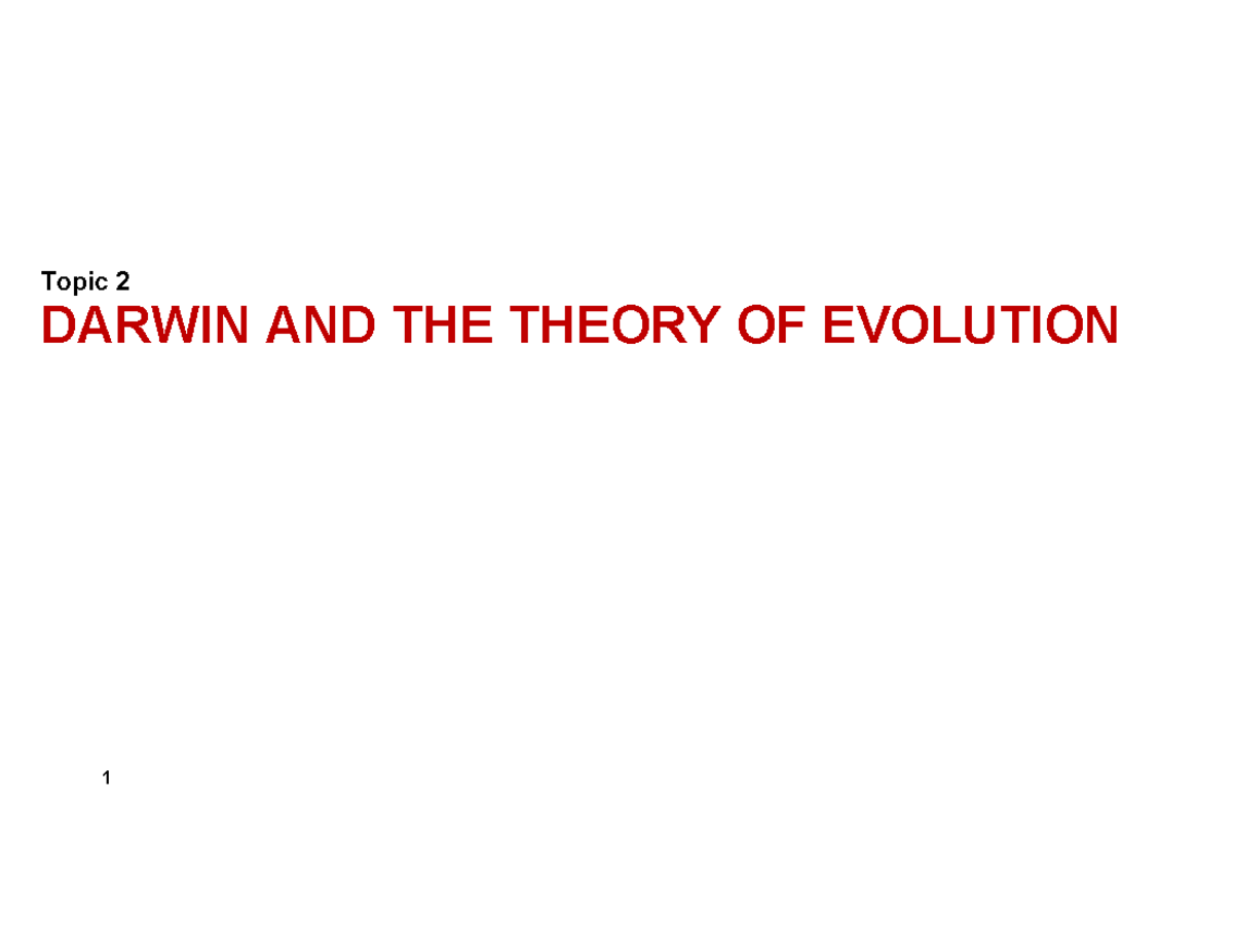 2. slides 1 per page - Notes - DARWIN AND THE THEORY OF EVOLUTION Topic ...