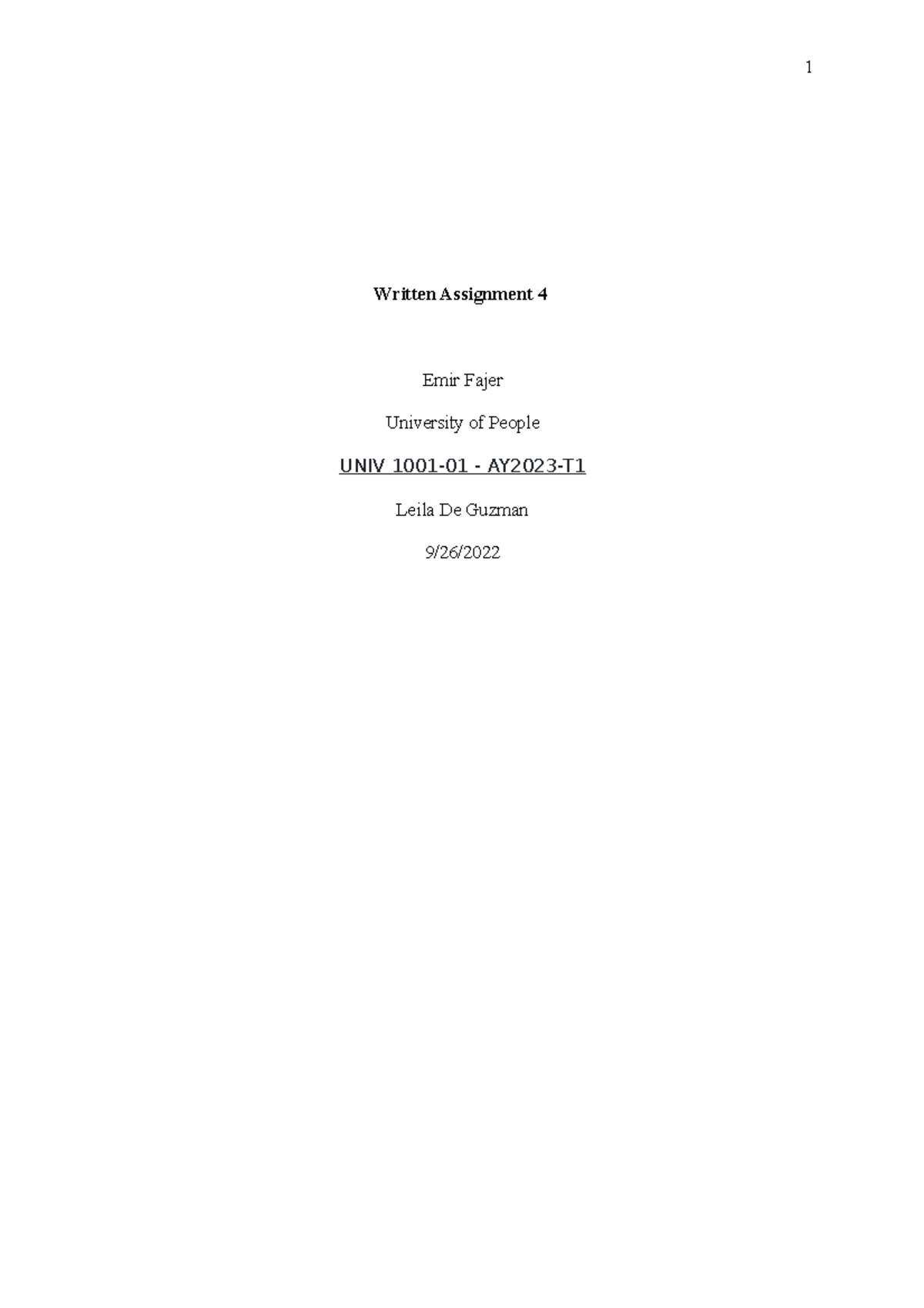 Writting Assignment Unit 4 - 1 Written Assignment 4 Emir Fajer ... Writting Assignment Unit 4 - 1 Written Assignment 4 Emir Fajer ...