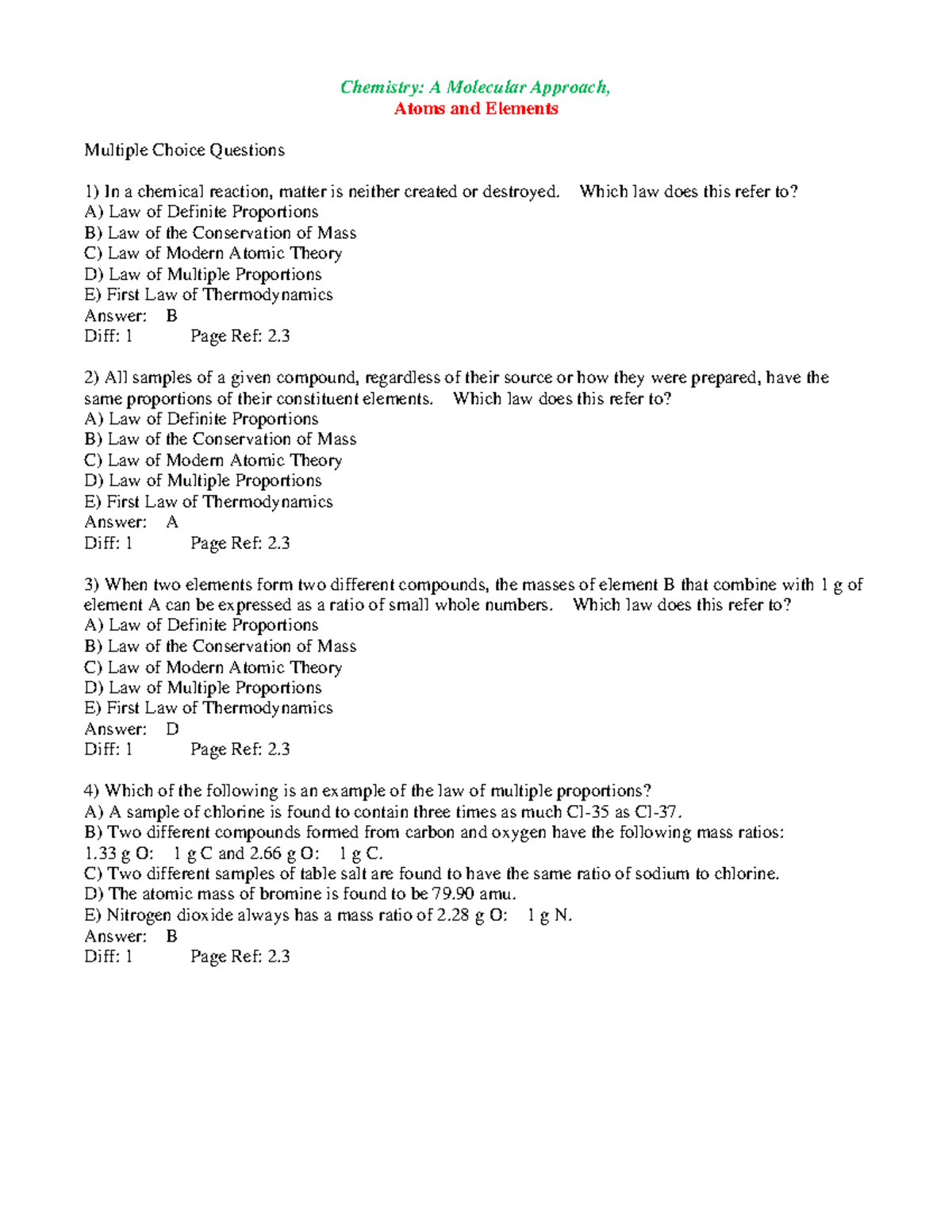 Atoms and elements - Chimie - Chemistry: A Molecular Approach, Atoms ...