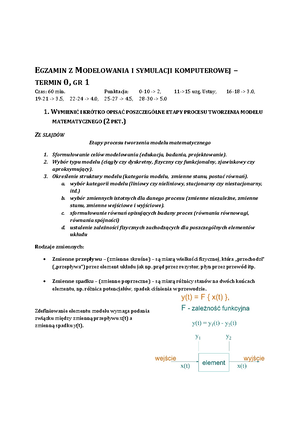 Mi SK W1 - Notatki z wykładu 1 - Modelowanie i symulacja komputerowa ...