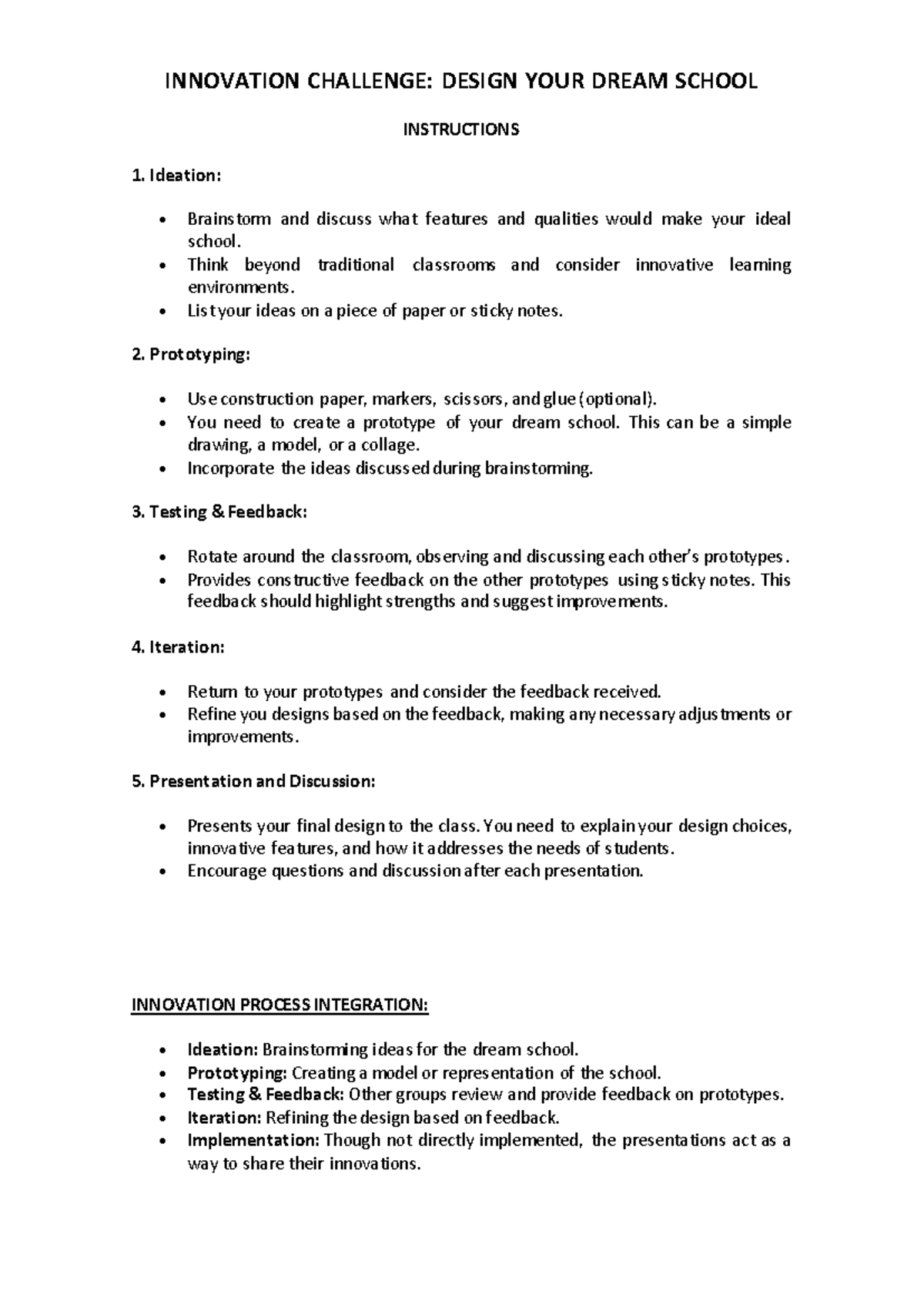 Innovation Challenge - INNOVATION CHALLENGE: DESIGN YOUR DREAM SCHOOL ...