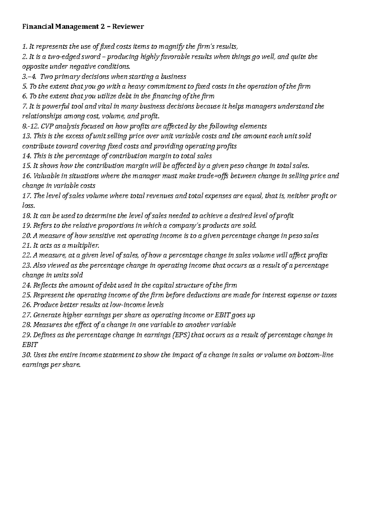 Financial Management 2 Questions - Financial Management 2 – Reviewer It ...