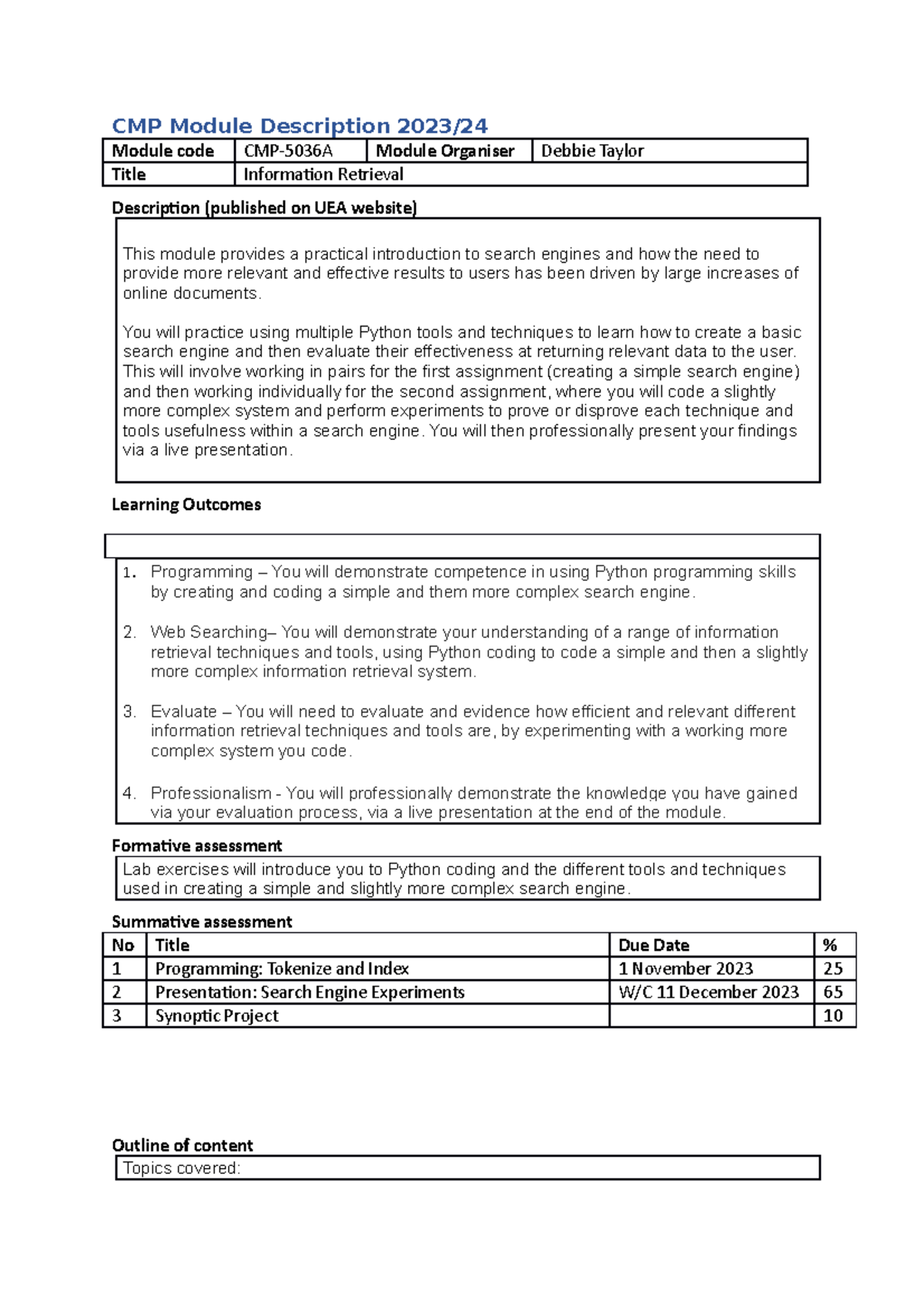 Module description CMP-5036A 2023-24(4) - CMP Module Description 2023 ...