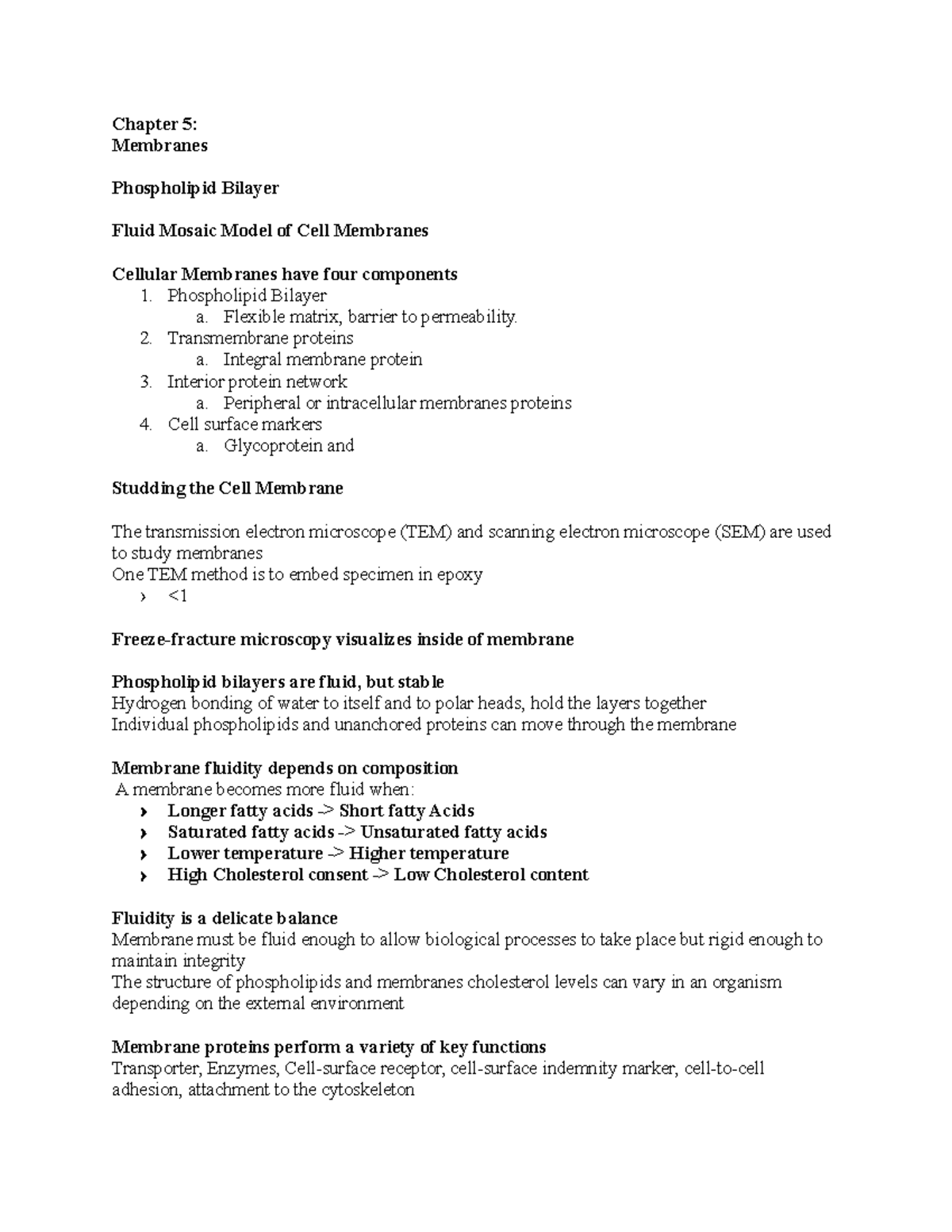 Ch5 Biology - Amanda Yamasaki - Chapter 5: Membranes Phospholipid ...