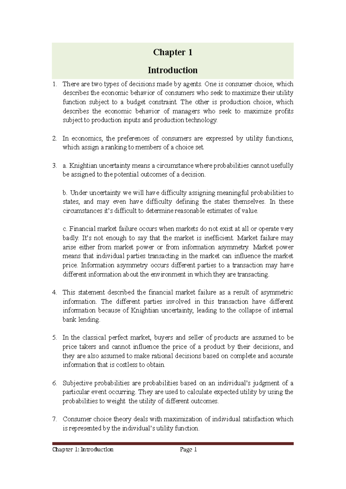 Ch01 - Chapter 1 - Chapter 1 Introduction 1. There are two types of decisions made by agents ...