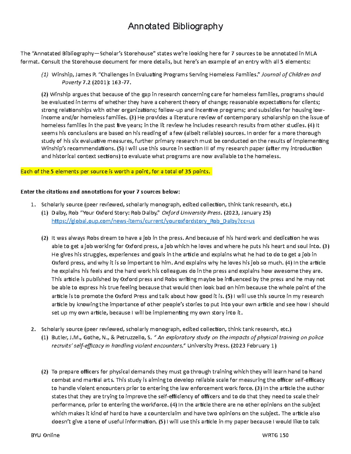 Revised Annotated Bibliography - Annotated Bibliography The “Annotated ...