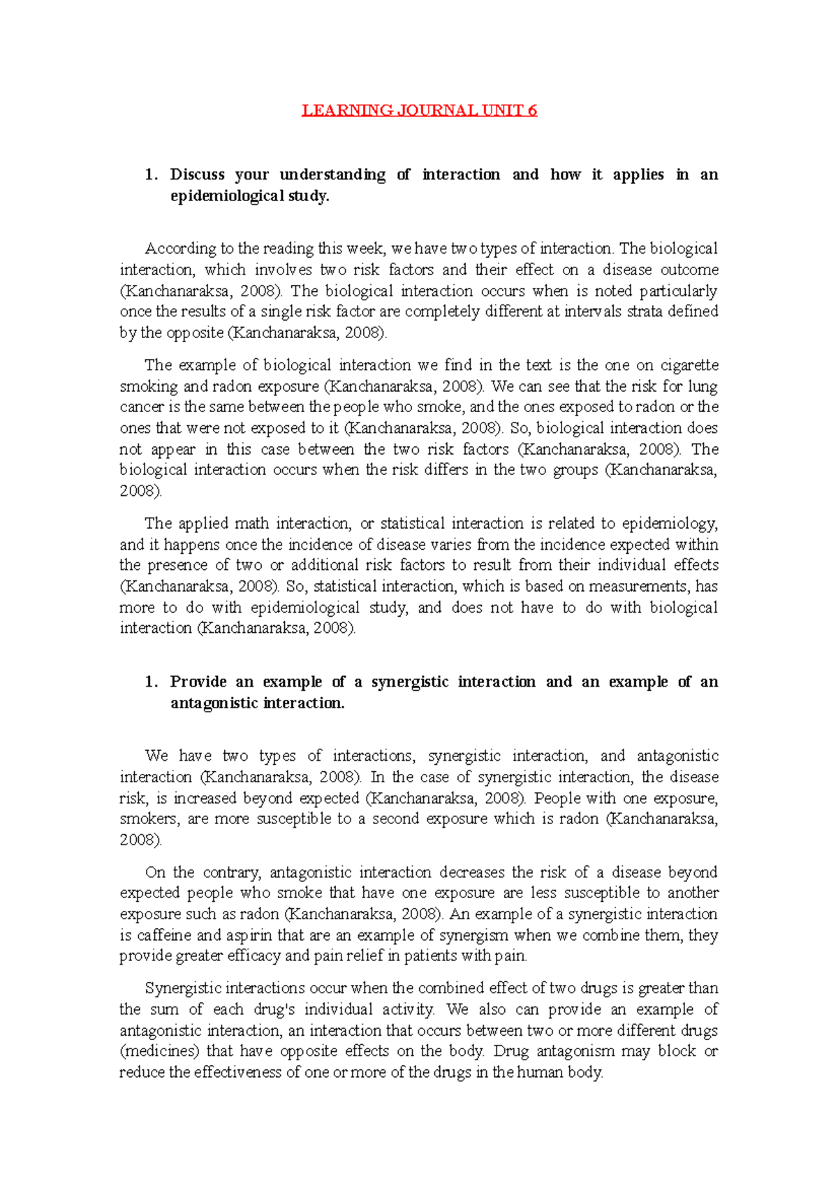 Learning Journal UNIT 6 - CPH 3311 - UoPeople - Studocu