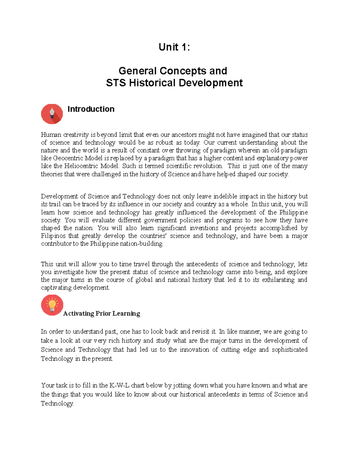 Lesson 1 - nanhaha - Unit 1: General Concepts and STS Historical ...