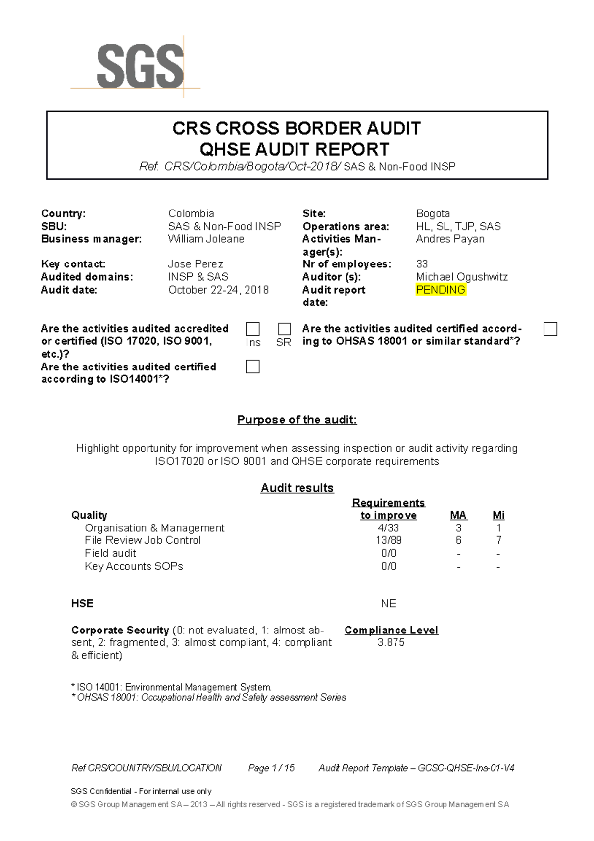 GCSC CBA Ins Report Template V4 - CRS CROSS BORDER AUDIT QHSE AUDIT ...