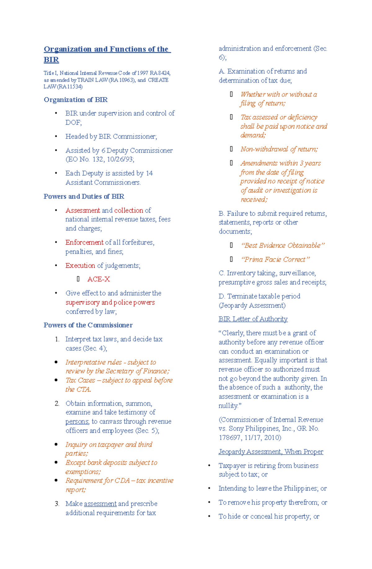 Organization and Functions of the BIR - Organization and Functions of ...