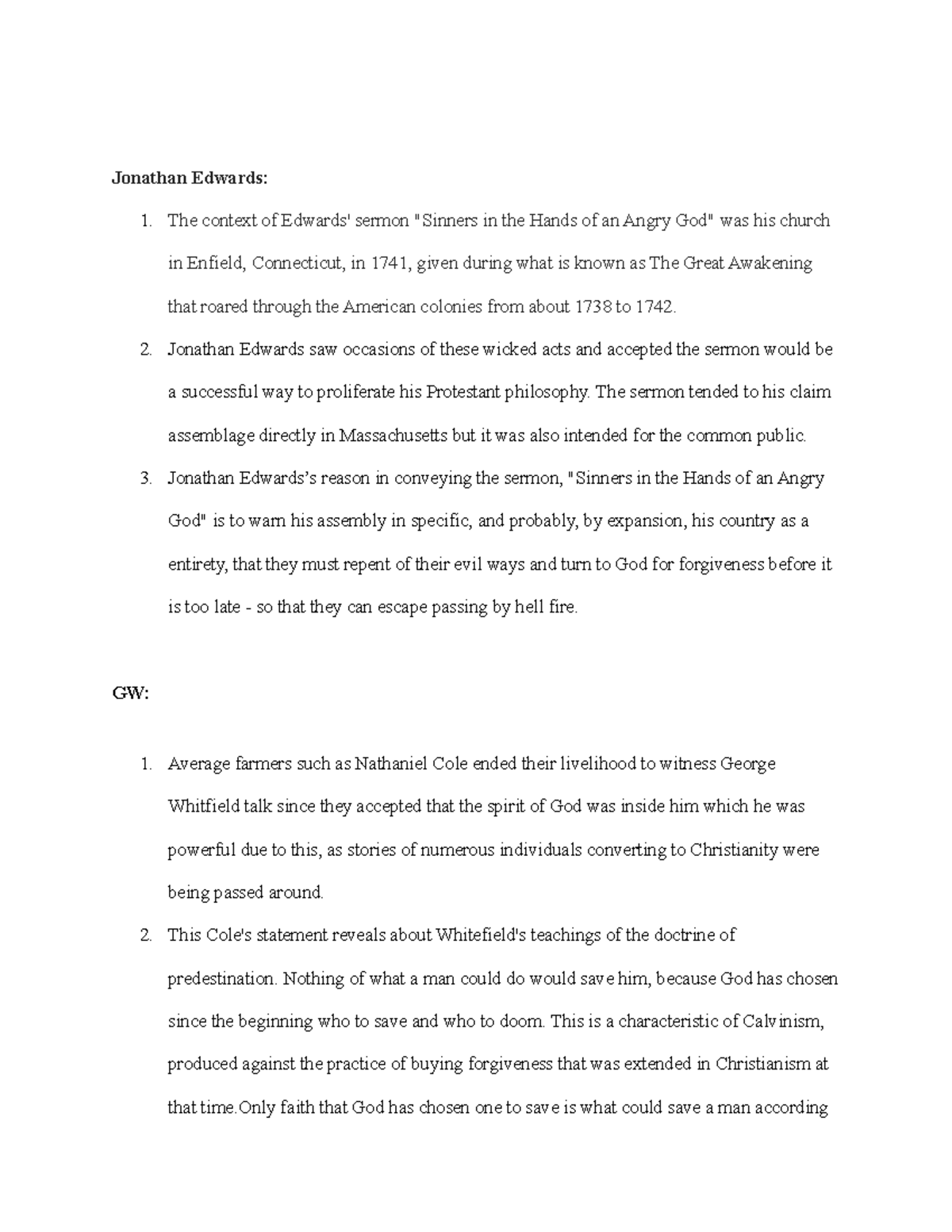 Great Awakening Sermon analysis - Jonathan Edwards: 1. The context of ...