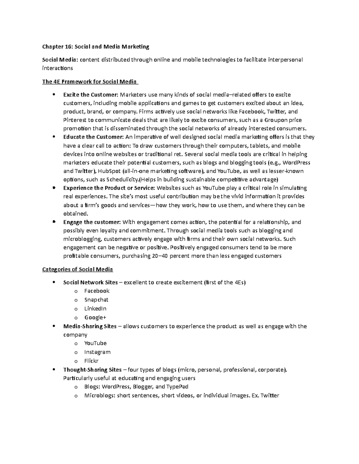 Marketing - Chapter 16 - Textbook Notes - Chapter 16: Social and Media ...