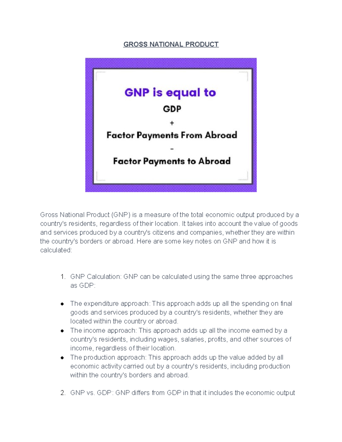 Gross National Product - GROSS NATIONAL PRODUCT Gross National Product ...