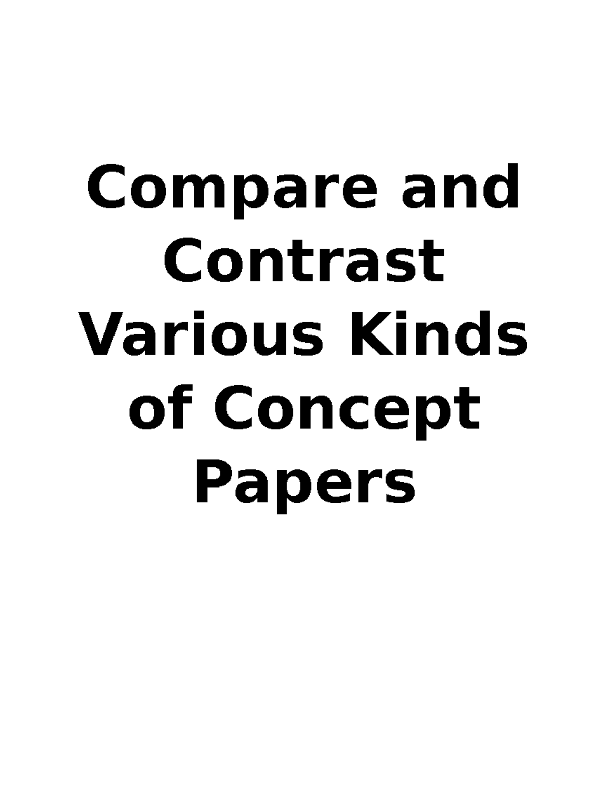 Compare and Contrast Various Kinds of Concept Papers - Compare and ...