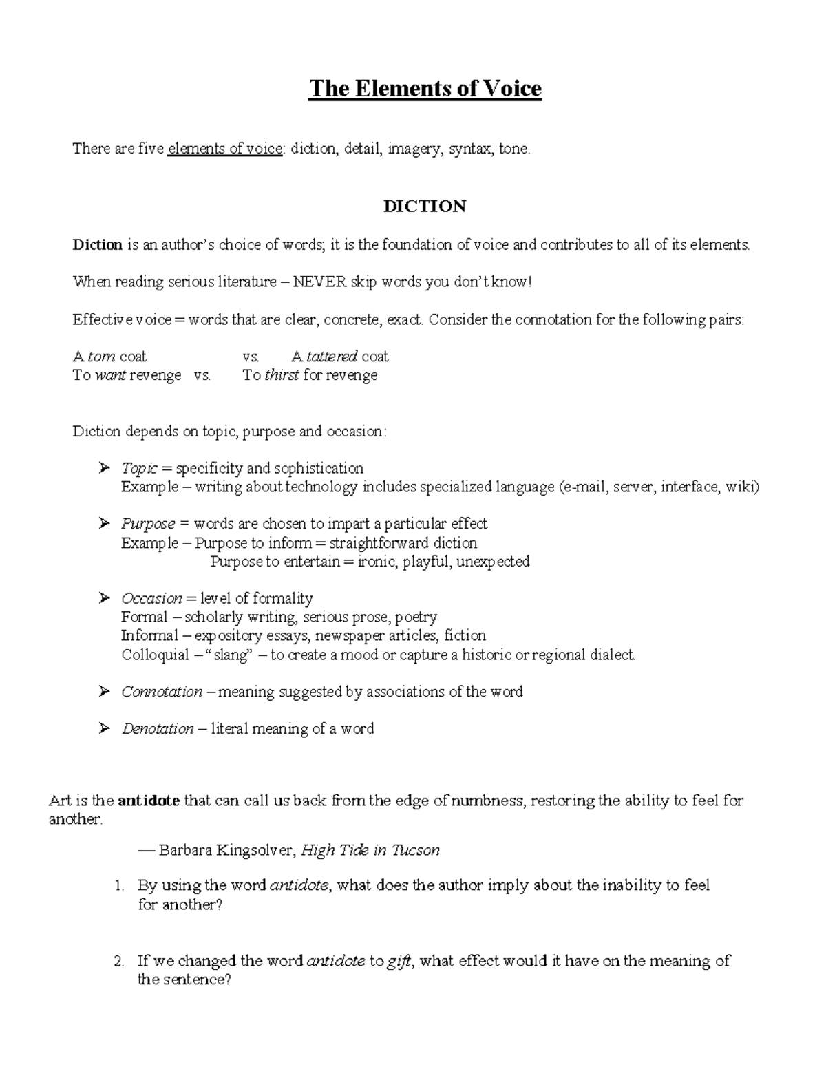 The elements of voice - The Elements of Voice There are five elements ...