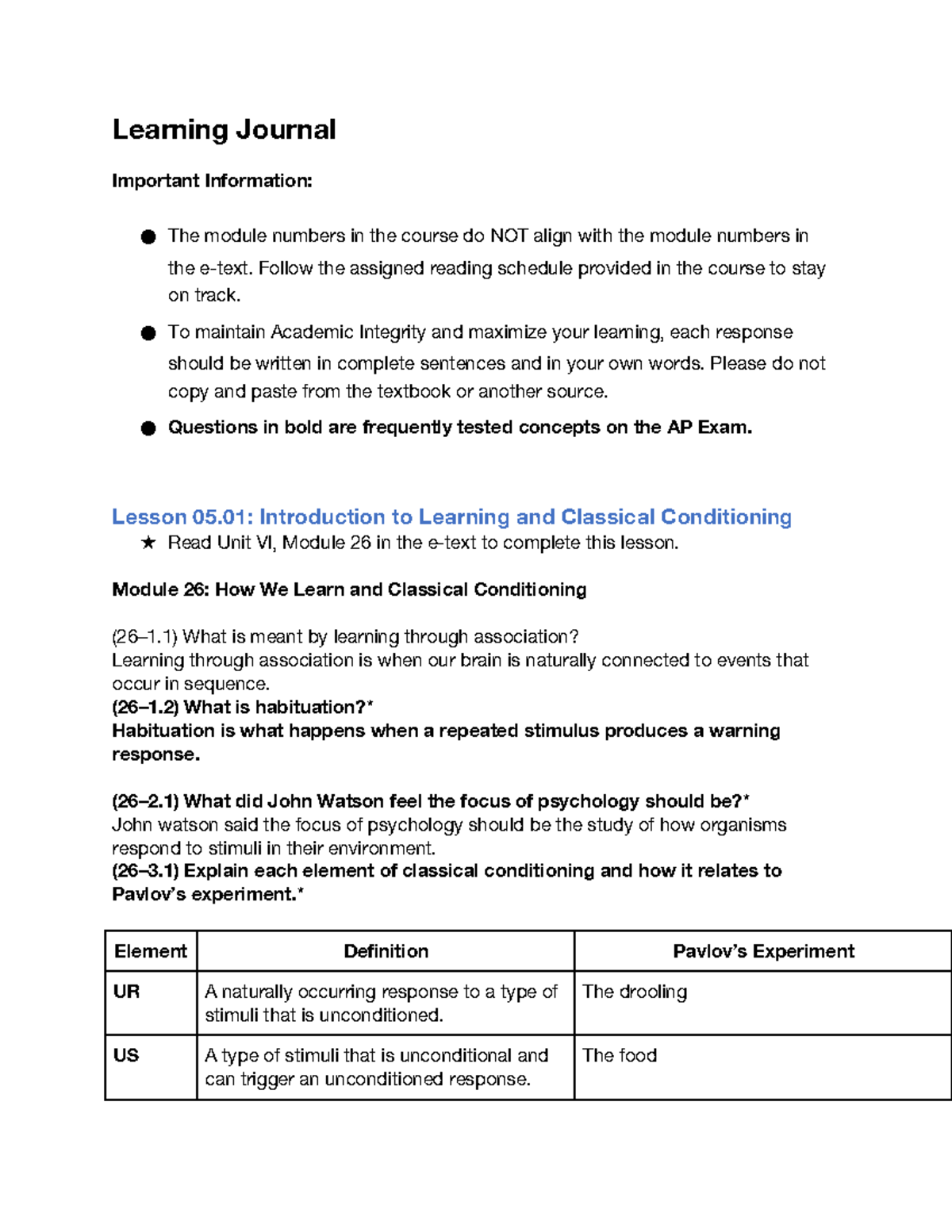 Learning Journal - 2.0 psychology notes for ap psychology - Learning ...