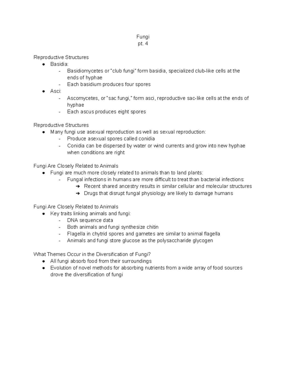 Fungi pt. 4 - Lecture notes 1-20 - Fungi pt. 4 Reproductive Structures ...