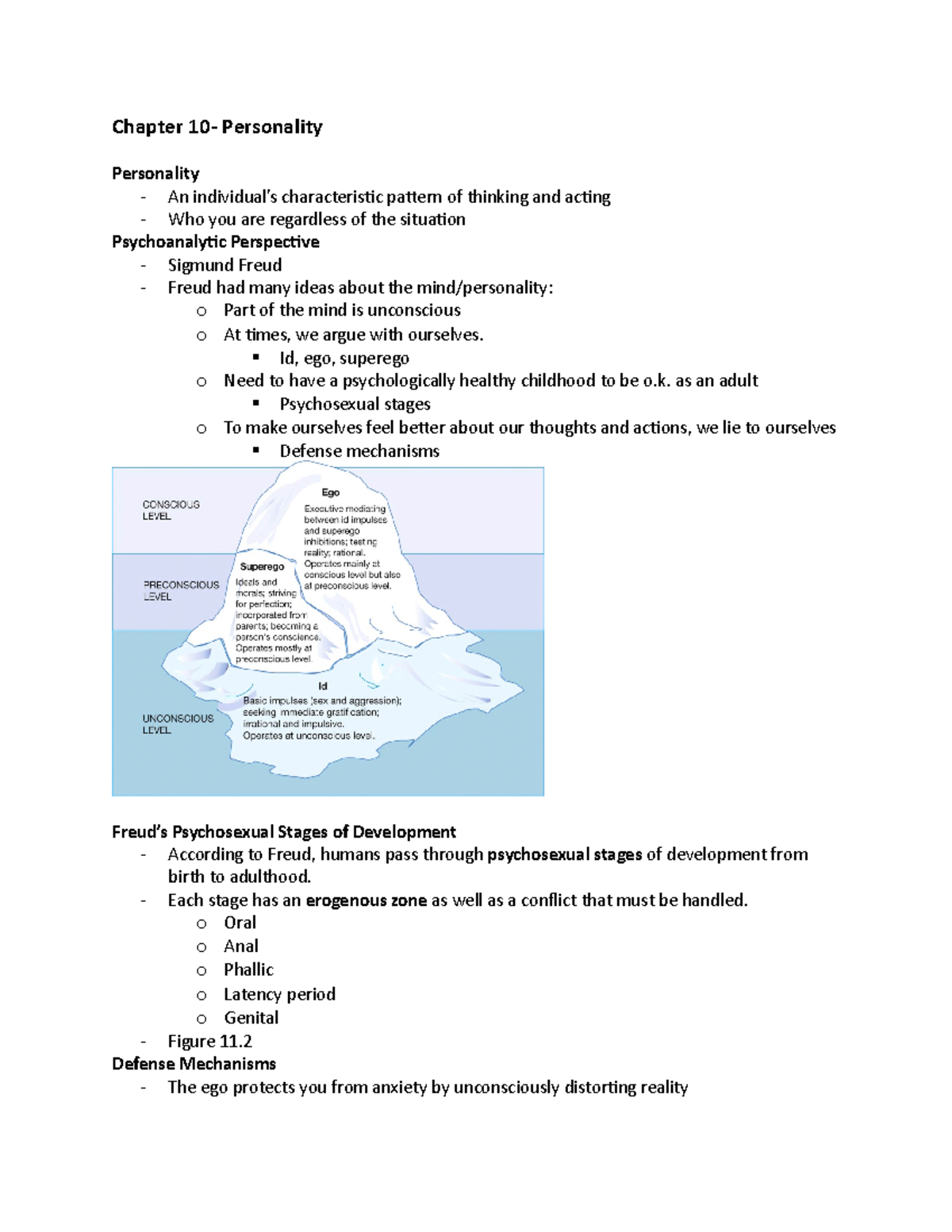 Psych module 3 - Chapter 10- Personality Personality - An individual’s ...