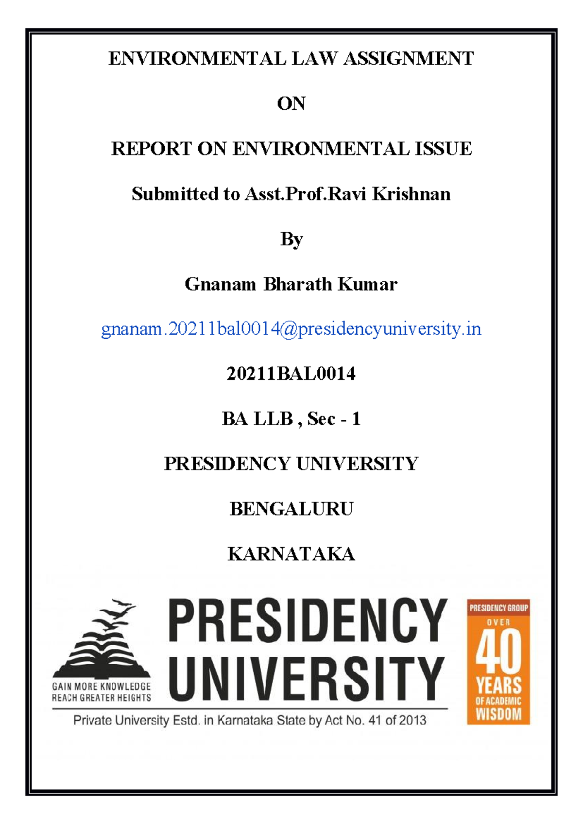 Chennai floods - Detailed analysis - ENVIRONMENTAL LAW ASSIGNMENT ON ...