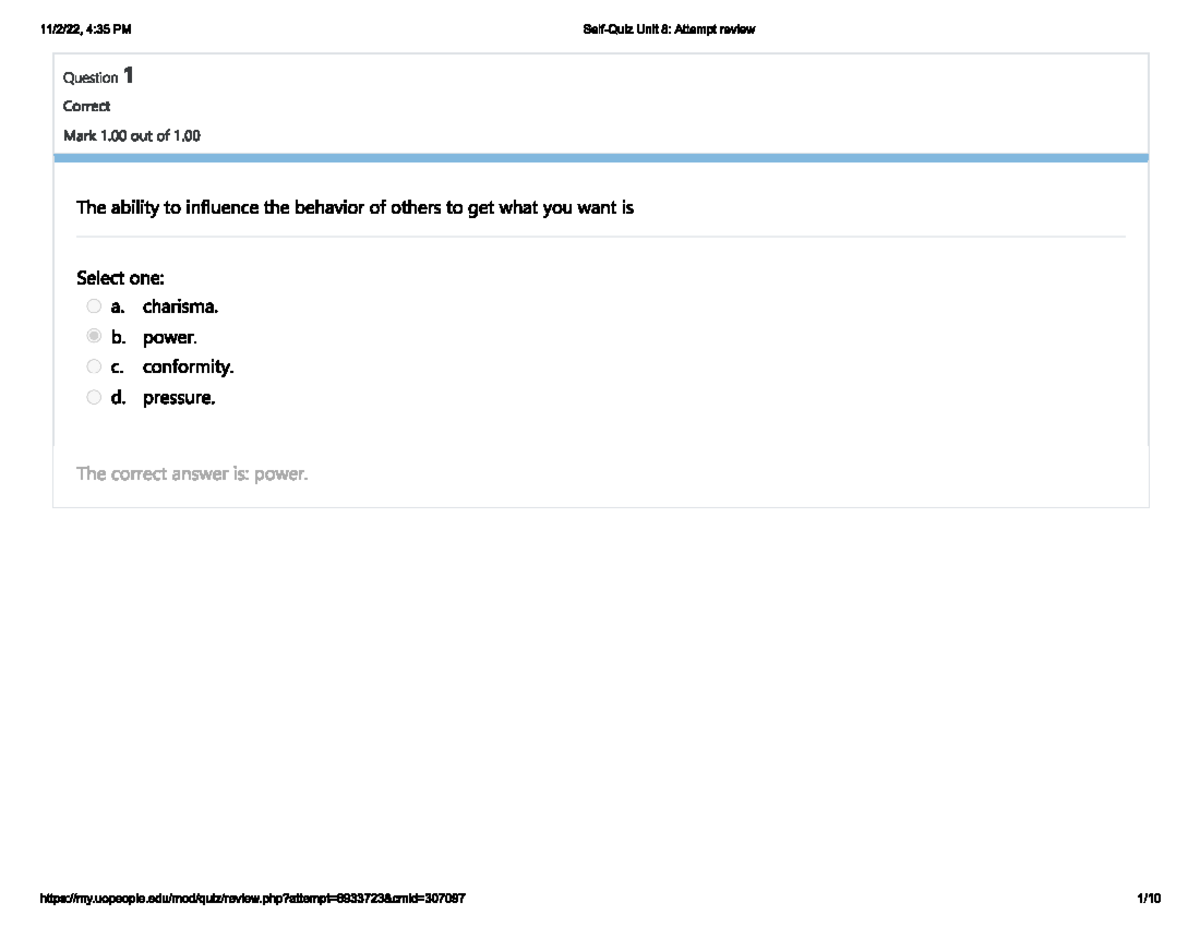 BUS 4402 Self-Quiz Unit 8 - BUS 4402 - Studocu