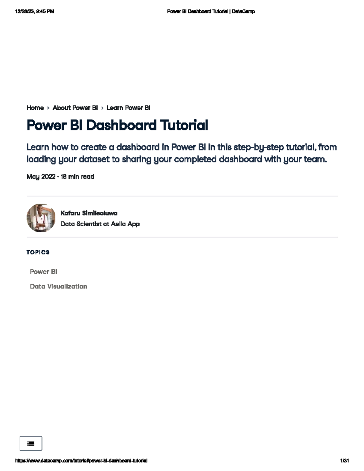 Power BI Dash Board 2 - Modern Data Analysis Methods - Studocu