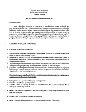 MGA- Patalinghagang- Pagpapahayag - Republic of the Philippines ISABELA STATE UNIVERSITY Echague ...