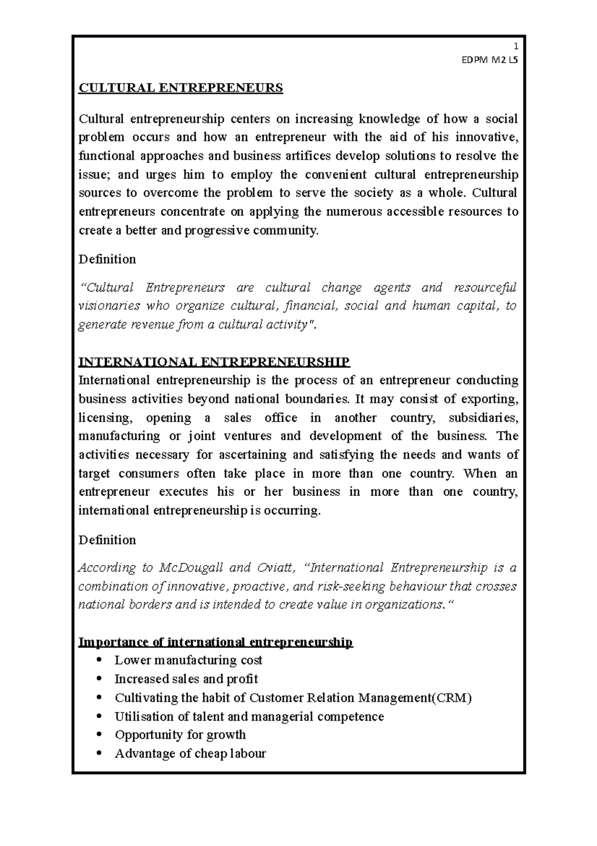 types of entrepreneurs - EDPM M2 L CULTURAL ENTREPRENEURS Cultural ...