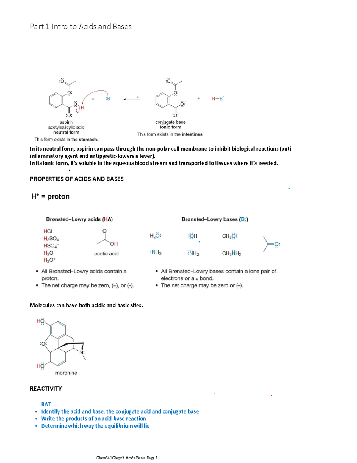 ONCh2Acid Base - yes - In its neutral form, aspirin can pass through ...