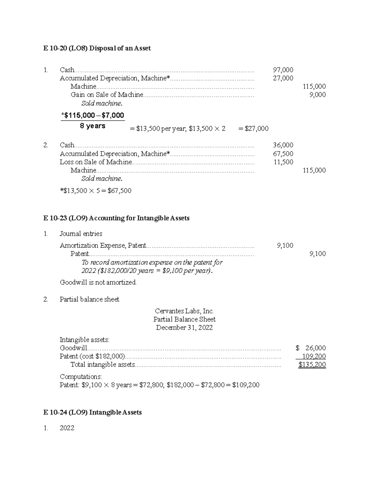 Week 6 - Ch 10 solutions for practice Qs - E 10-20 (LO8) Disposal of an ...