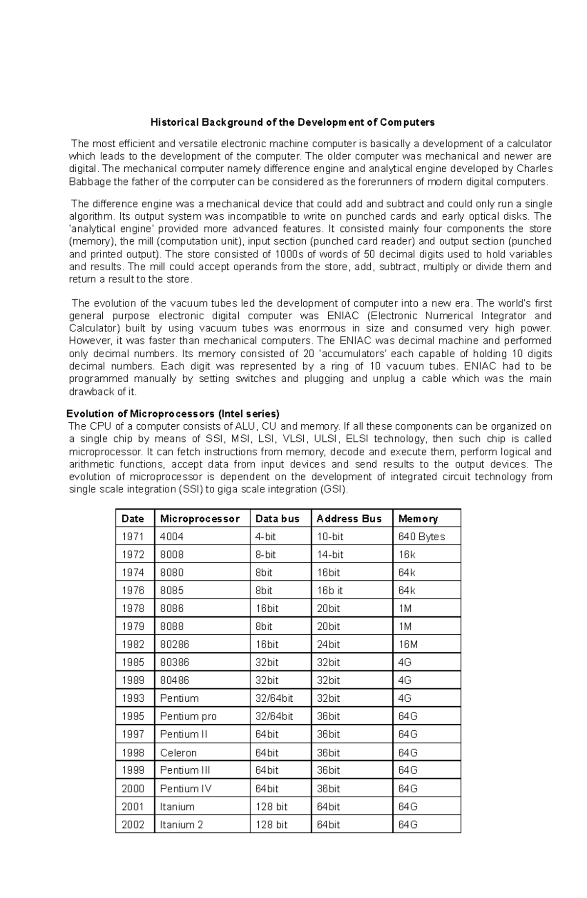Historical Background of the Development of Computers - The older ...